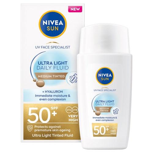NIVEA UV Face Ultra Fluid Medium Tinted SPF50+ 40 ml - I lager | Pris ...